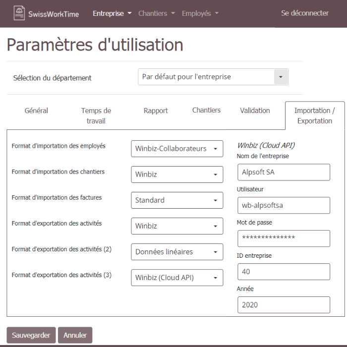 Connector SwissWorkTime - Winbiz AppStore